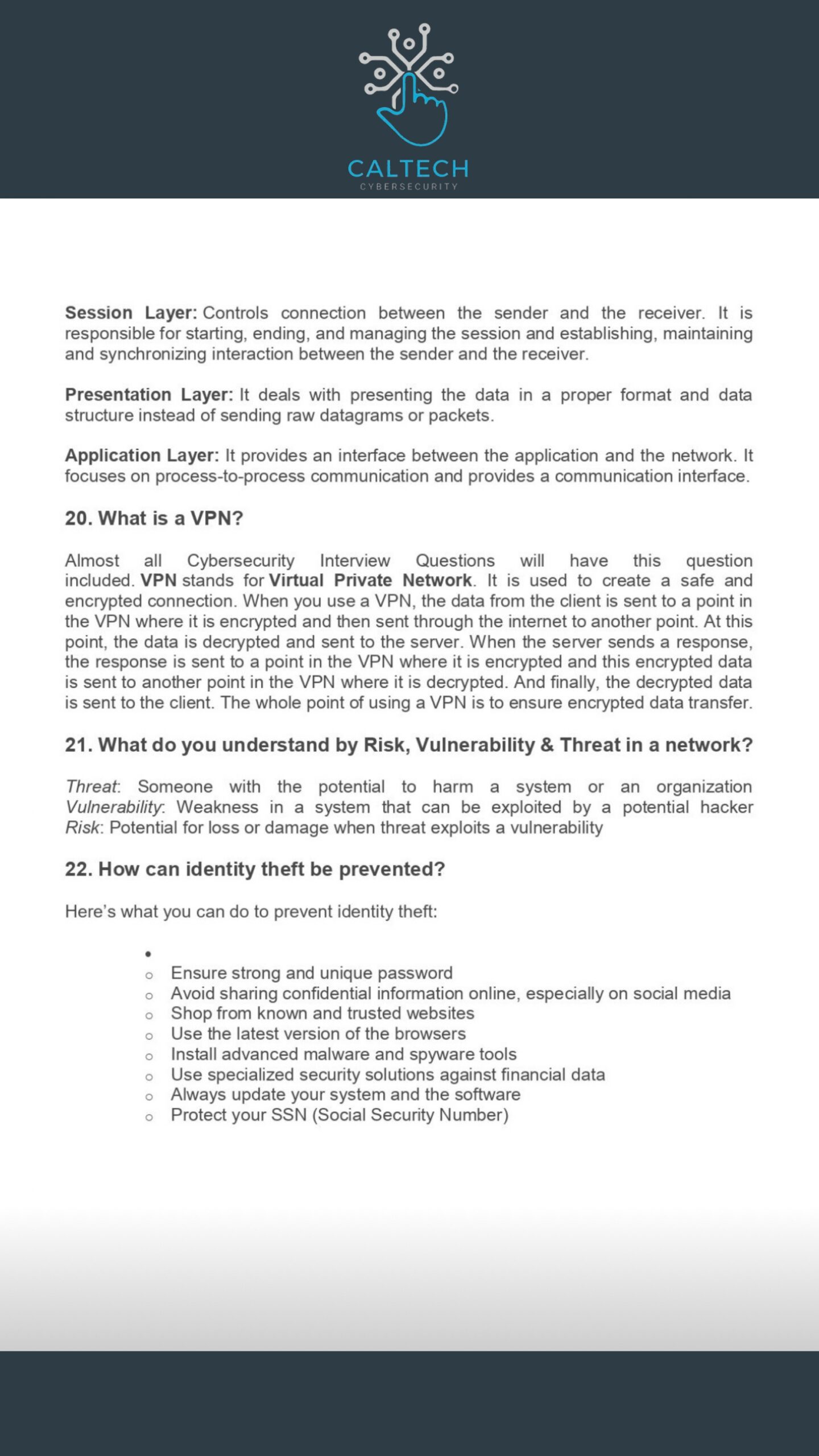 Top 50 Cybersecurity Interview Questions Cheat Sheet