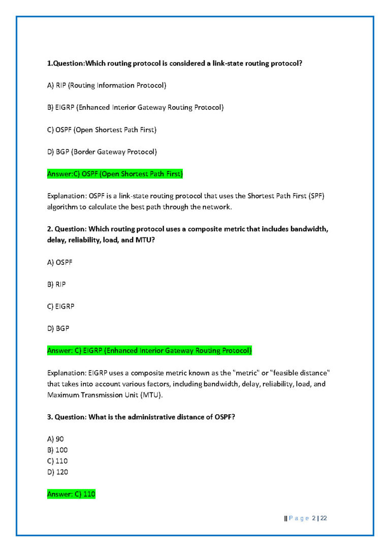 50 MCQ Questions And Answers with Explanation CCNP PDF