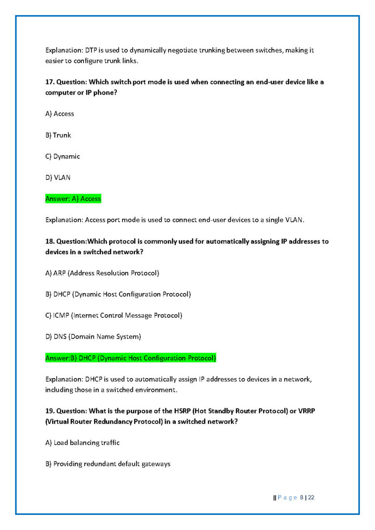 50 MCQ Questions And Answers with Explanation CCNP PDF