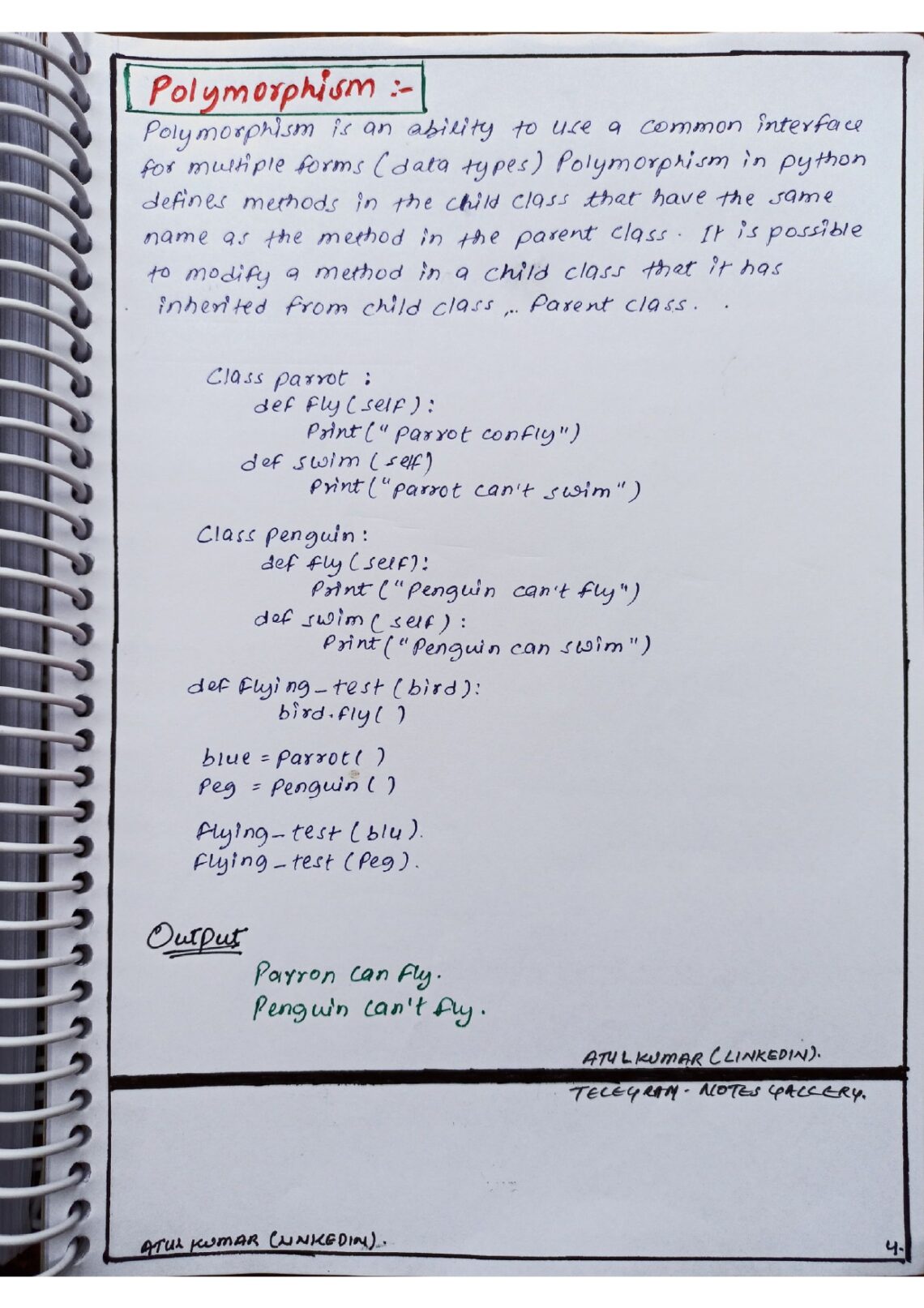 OOPs in Python with Handwritten Notes (PDF)