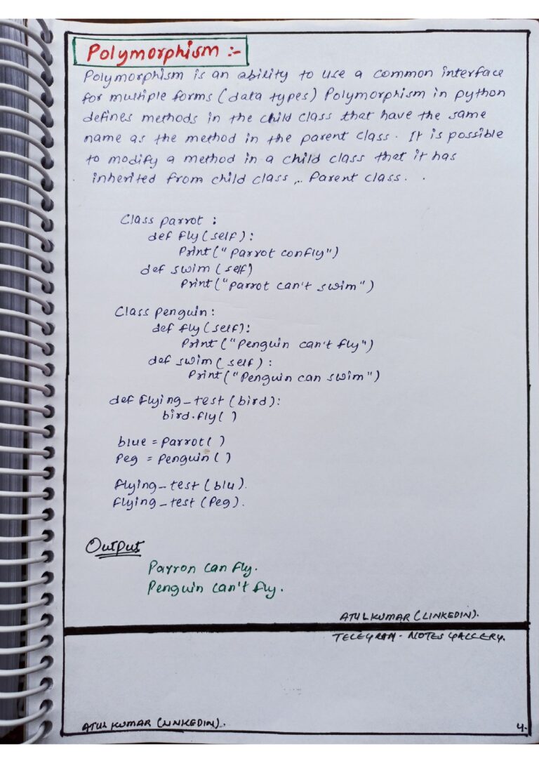 OOPs in Python with Handwritten Notes (PDF)