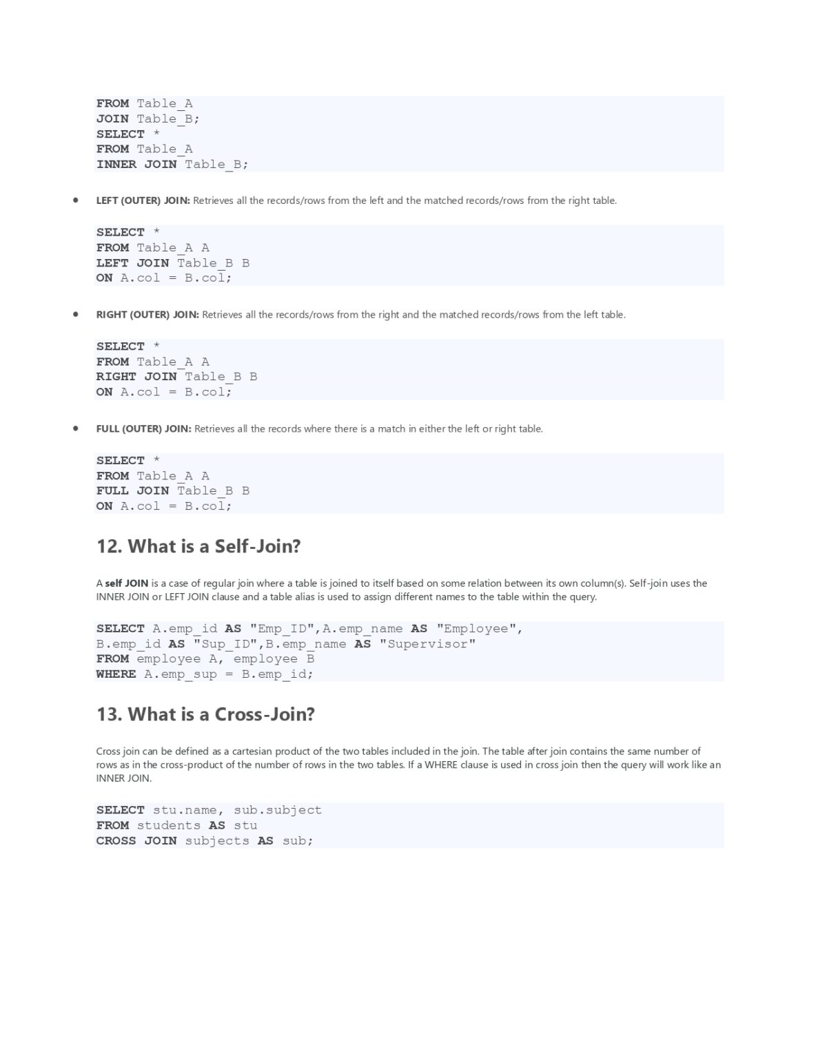 DBMS and SQL Questions and Answers PDF - Connect4techs