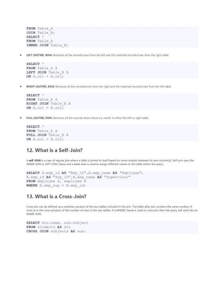 DBMS and SQL Questions and Answers PDF - Connect4techs