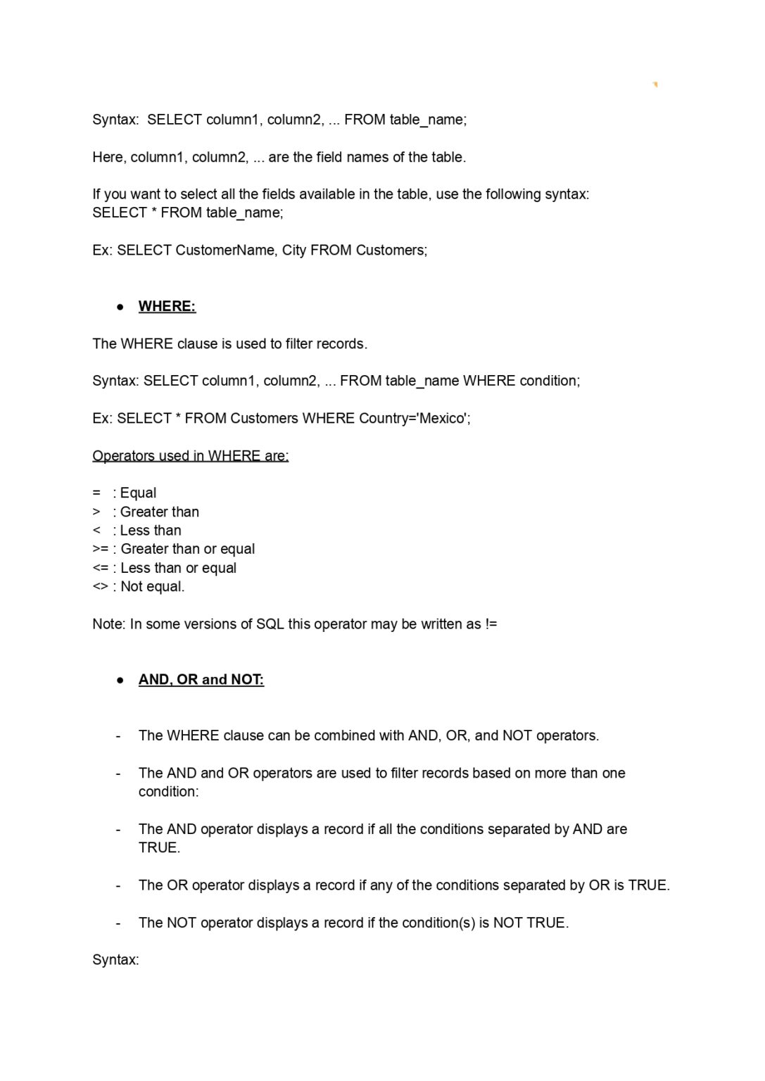 SQL Complete Notes - PDF- Connect4Techs