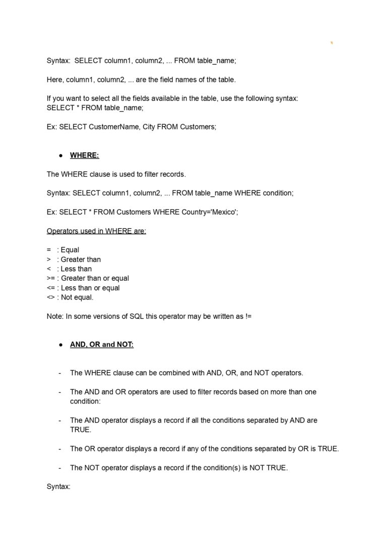 SQL Complete Notes - PDF- Connect4Techs