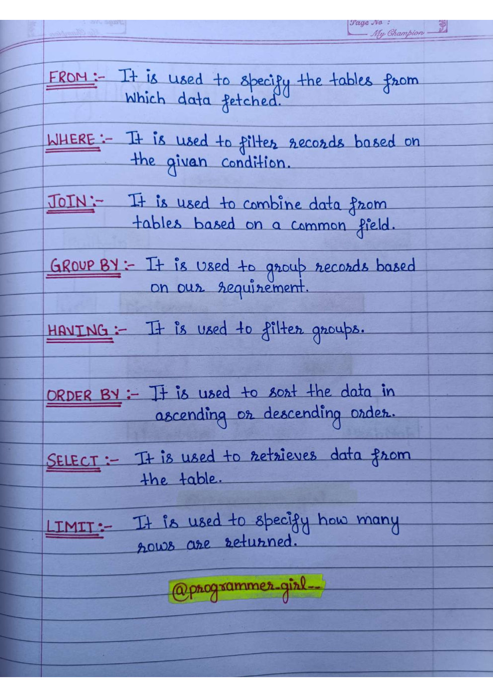 SQL Roadmap Handwritten PDF - it.connect4techs.com