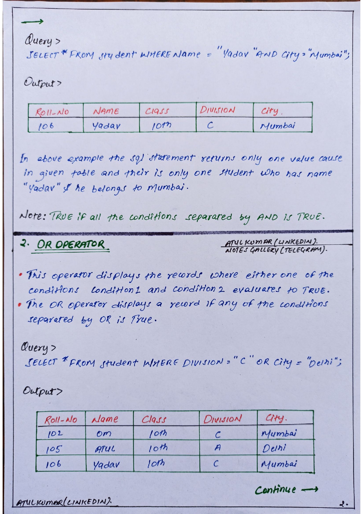 SQL Short Notes Handwritten (PDF) - it.connect4techs.com