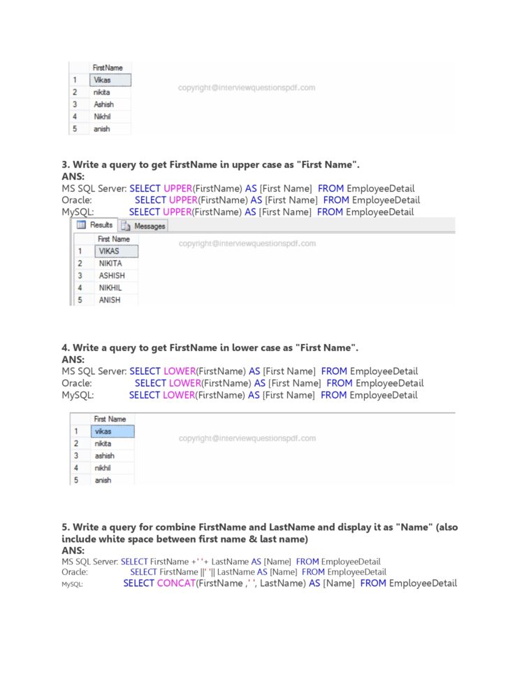 SQL Server Interview Question Answers PDF