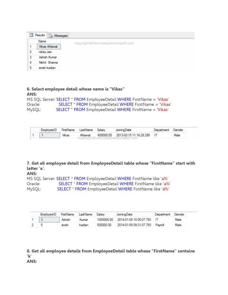 SQL Server Interview Question Answers PDF