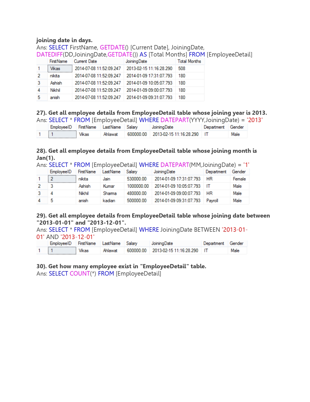 SQL Server Interview Question Answers PDF