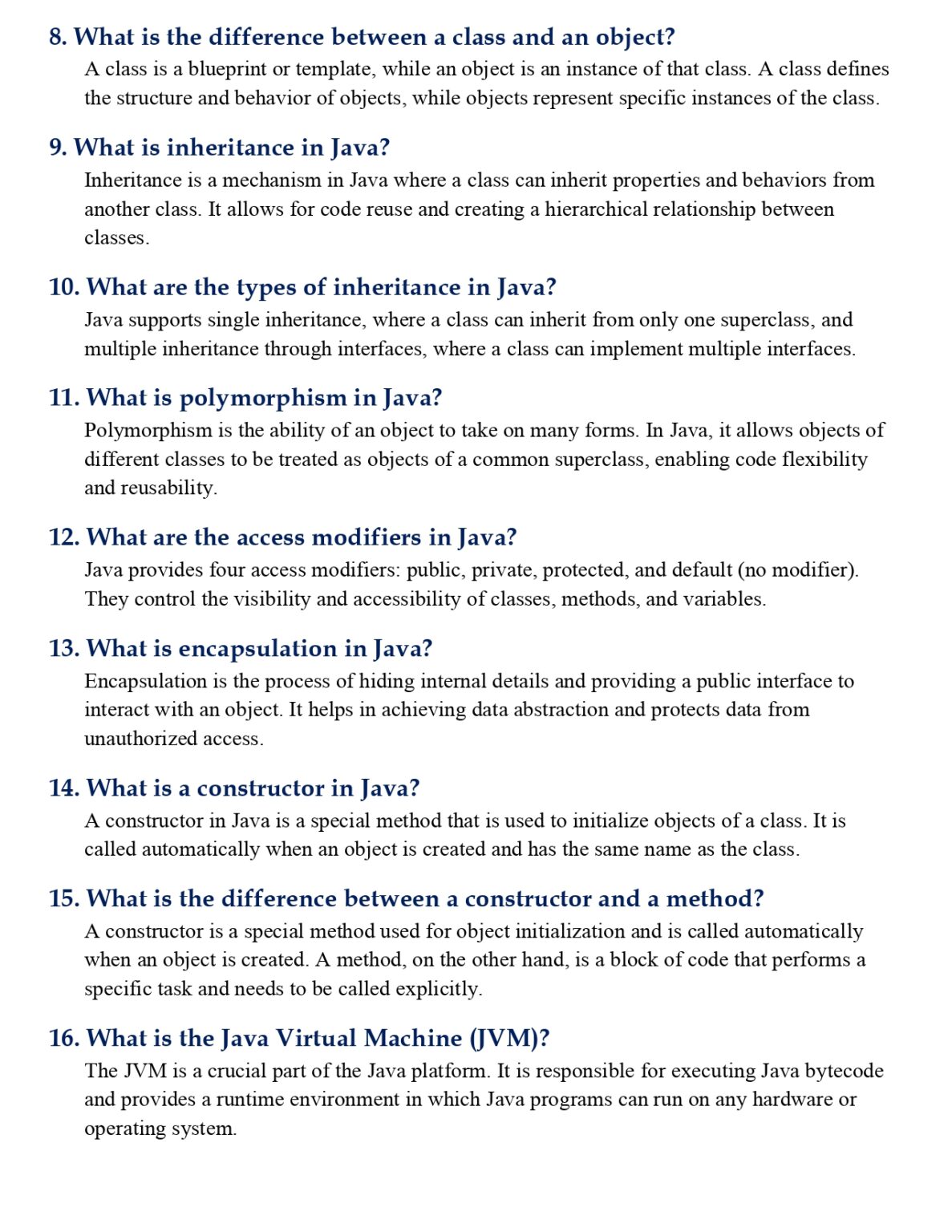 Most Asked Java Interview (100 Q&A) PDF - Connect4Techs