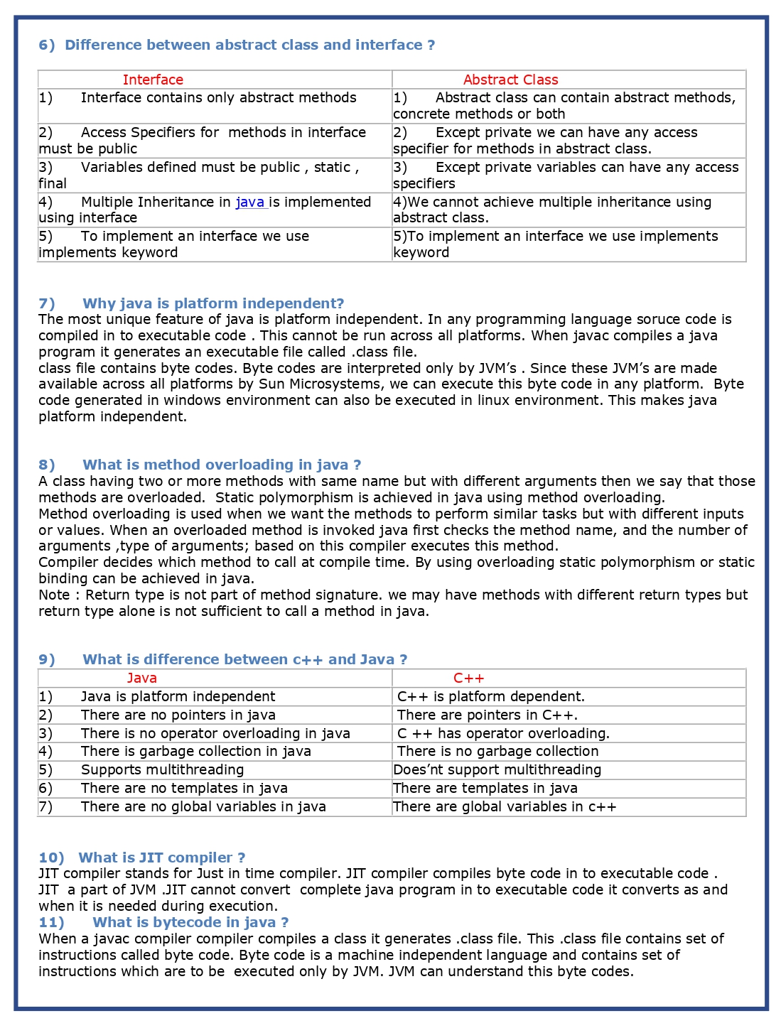 69 Core Java Interview Questions (PDF) - Connect4Techs