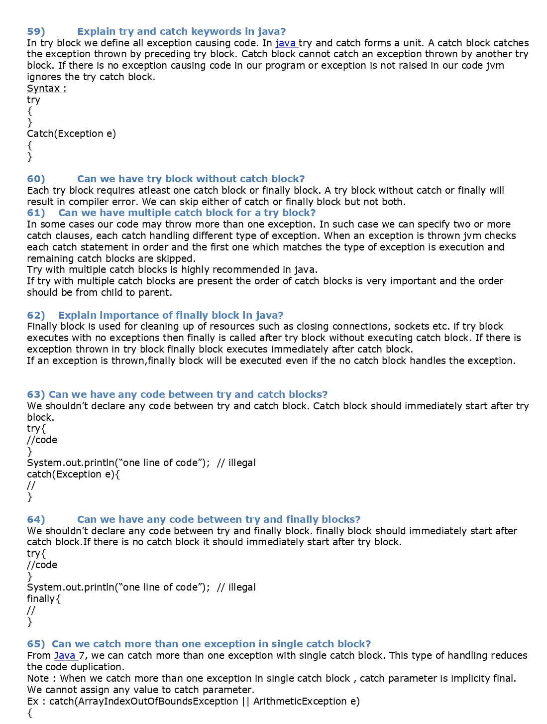 69 Core Java Interview Questions (PDF) - Connect4Techs