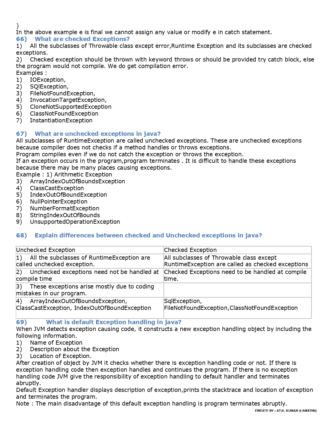 69 Core Java Interview Questions (PDF) - Connect4Techs