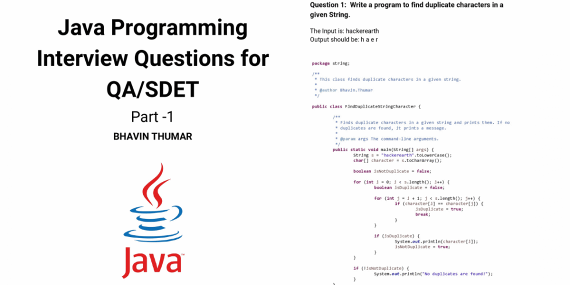Technical Java Questions for Automation Testers PDF