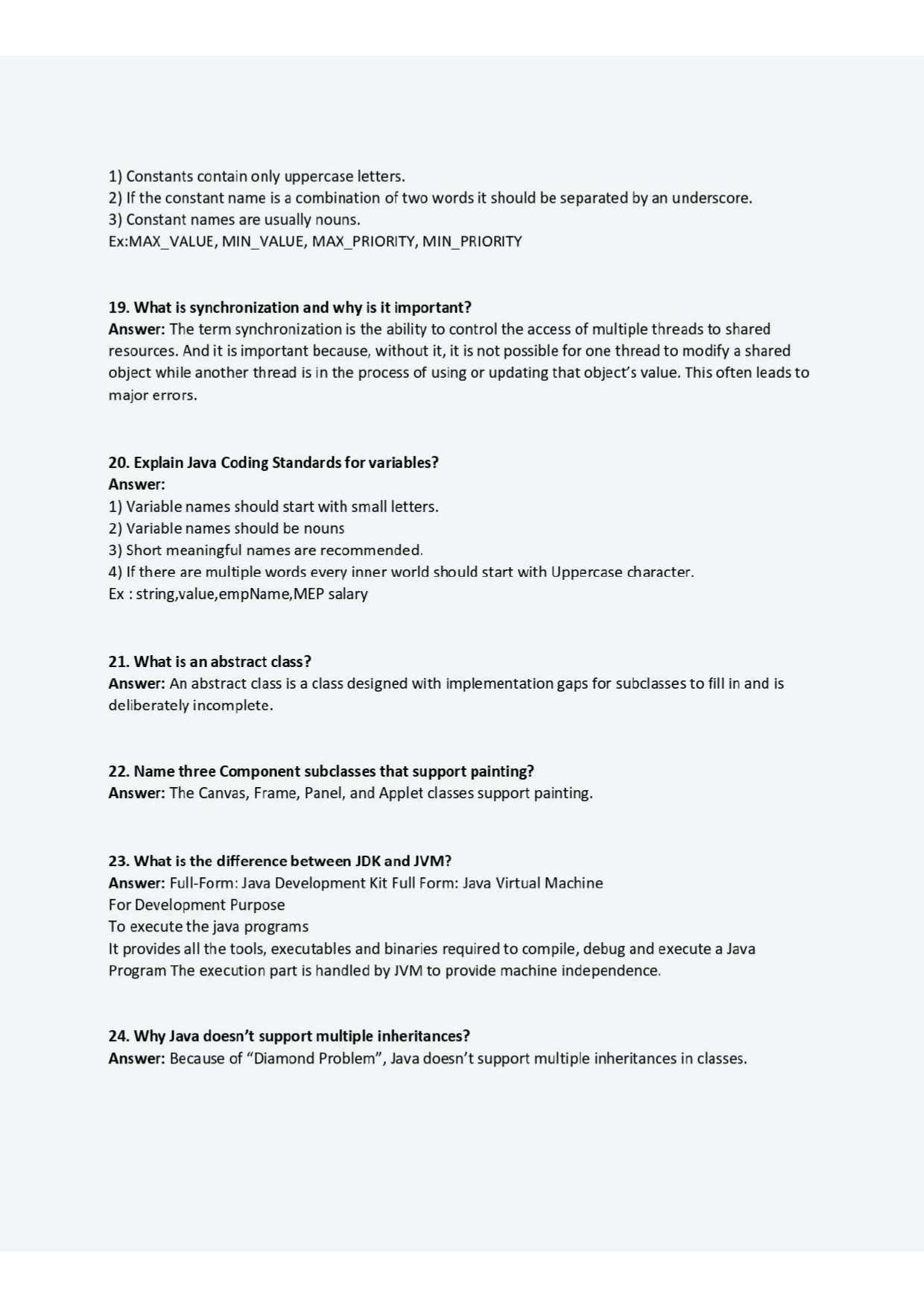 Top 100 Java Questions and Answers PDF - Connect 4 Techs