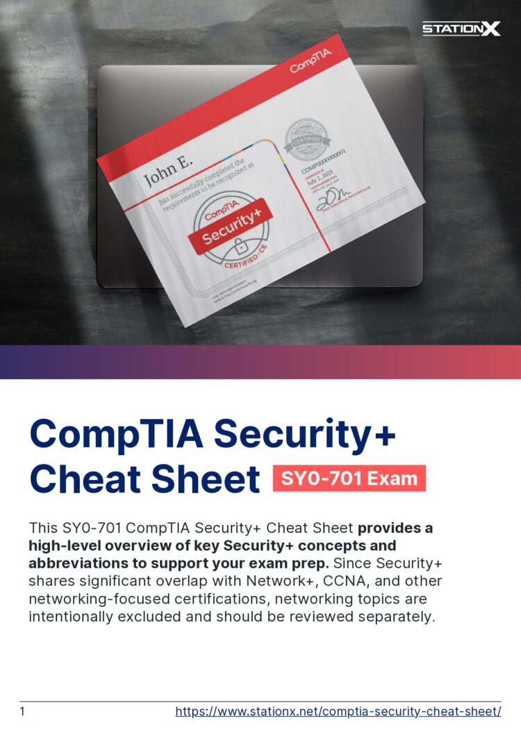Download the CompTIA Security SY0-701 Exam Cheat Sheet PDF