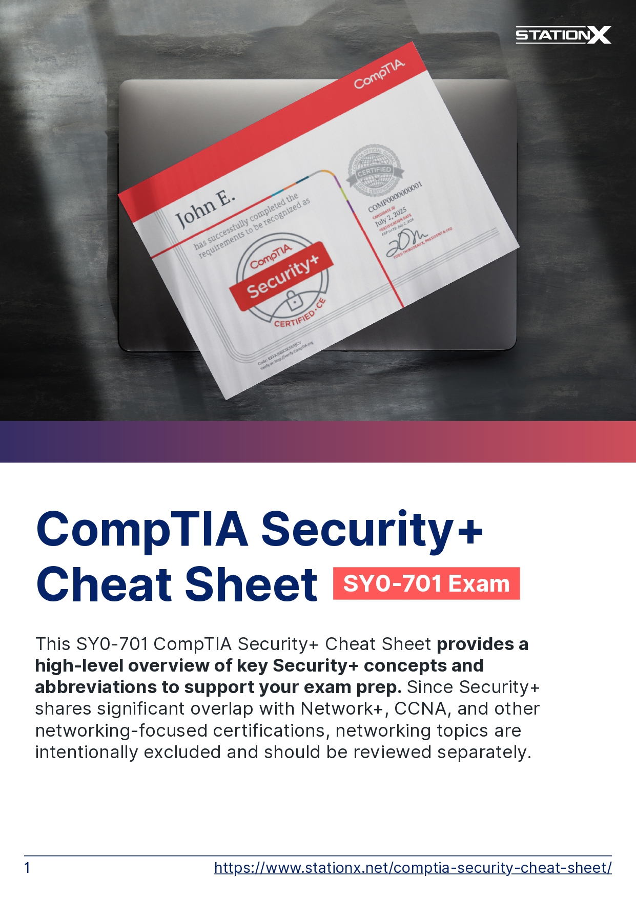Download the CompTIA Security SY0-701 Exam Cheat Sheet PDF