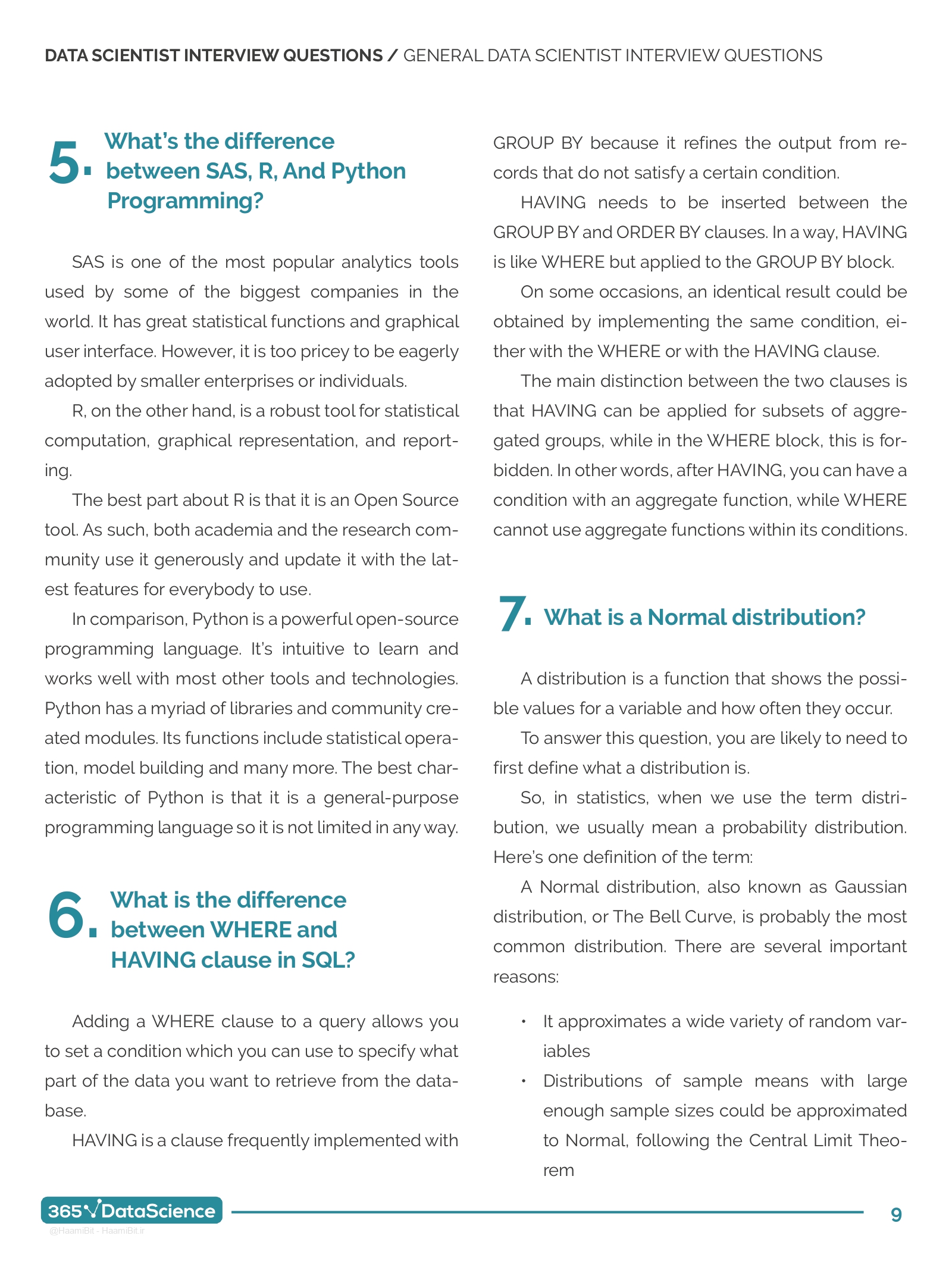 164 Data Science Interview Questions & Answers PDF